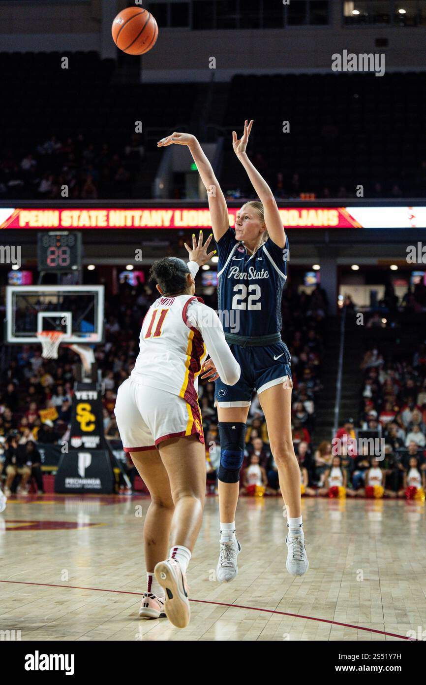 Penn State Lady Lions guard Alli Campbell (22) shoots over USC Trojans ...