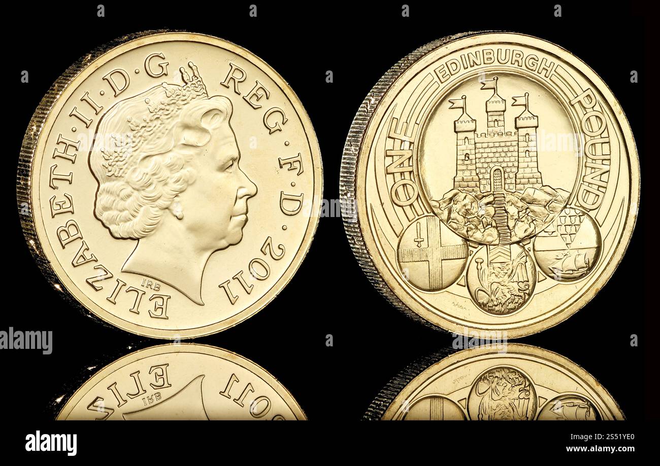 The 2011 UK one pound coin features the City Of Edinburgh & is classed ...