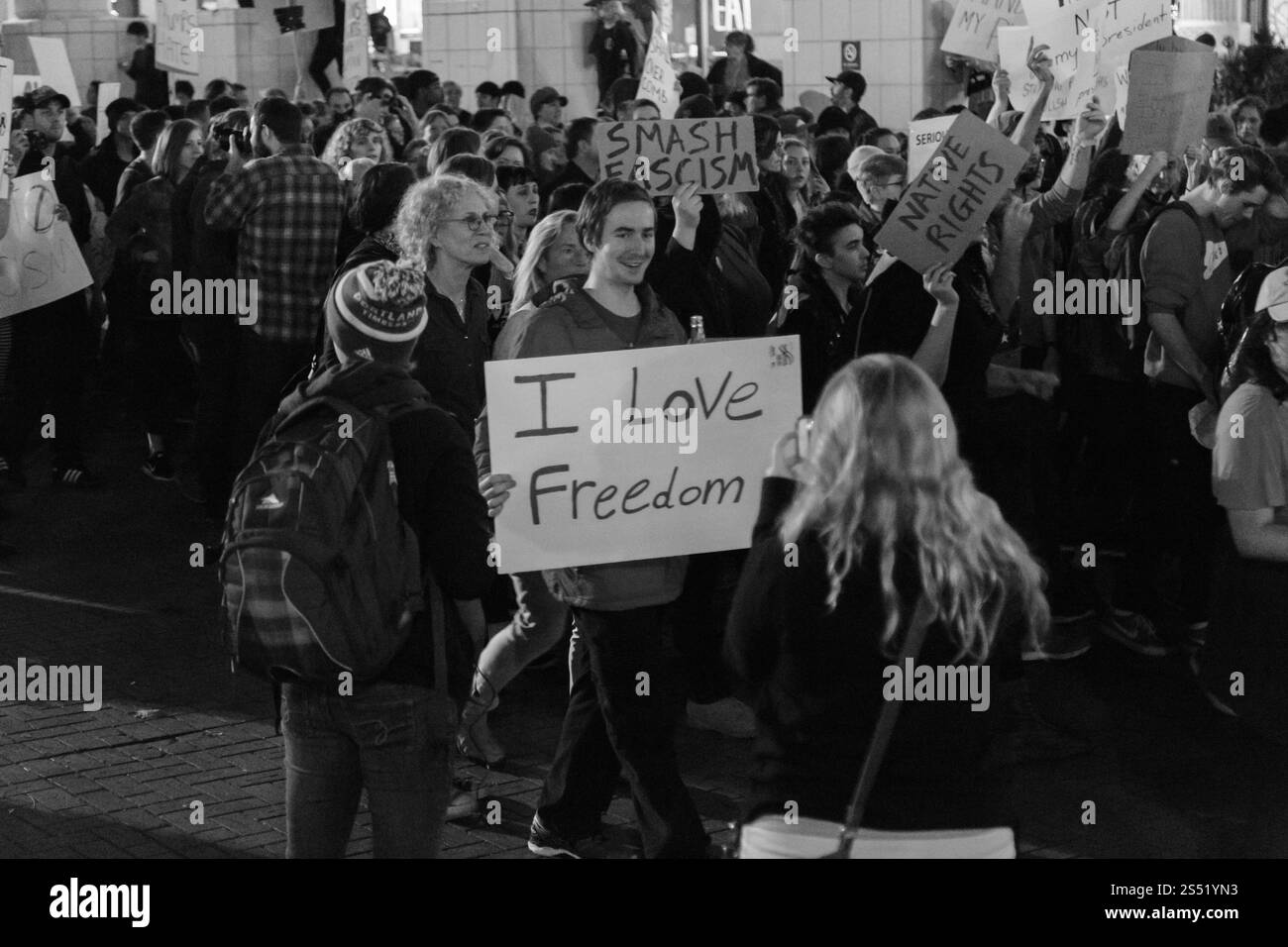 Donald Trump Election Protest in Portland Oregon 11/10/2016 Stock Photo ...