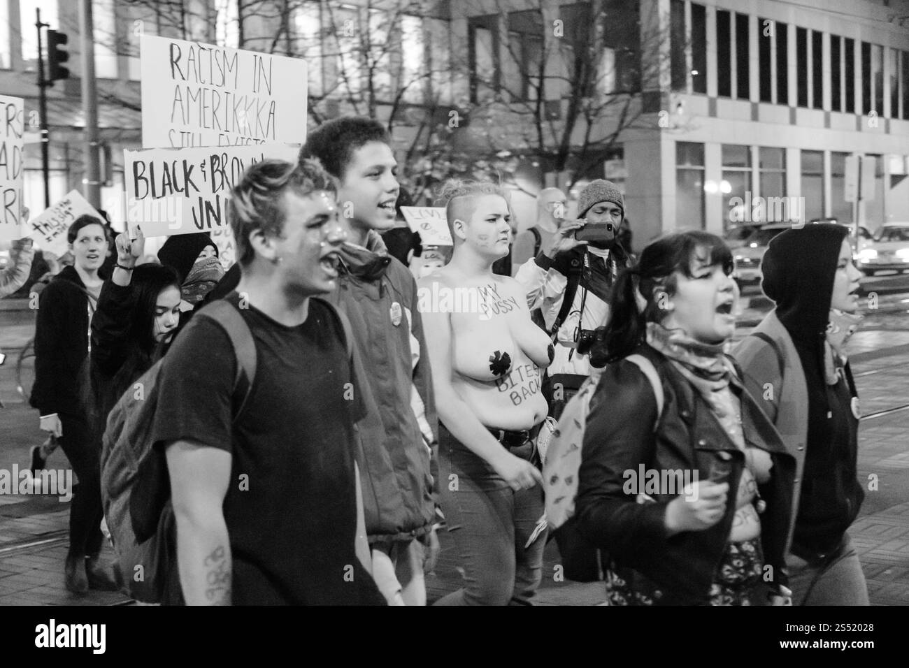 Donald Trump Election Protest in Portland Oregon 11/10/2016 Stock Photo ...