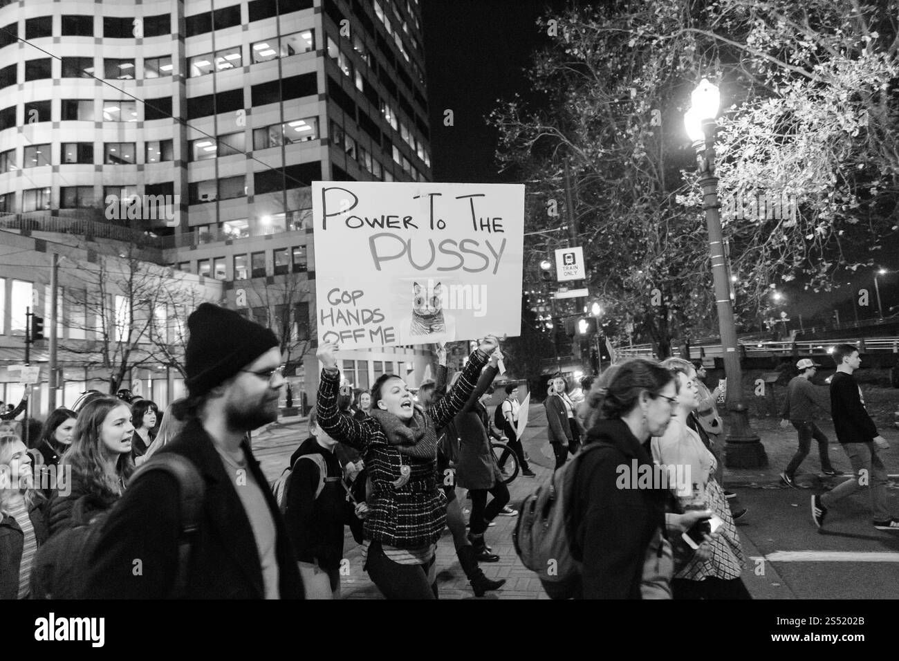 Donald Trump Election Protest in Portland Oregon 11/10/2016 Stock Photo ...
