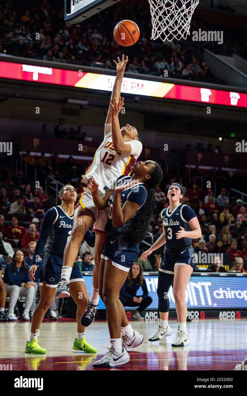 USC Trojans guard JuJu Watkins (12) is fouled by Penn State Lady Lions ...