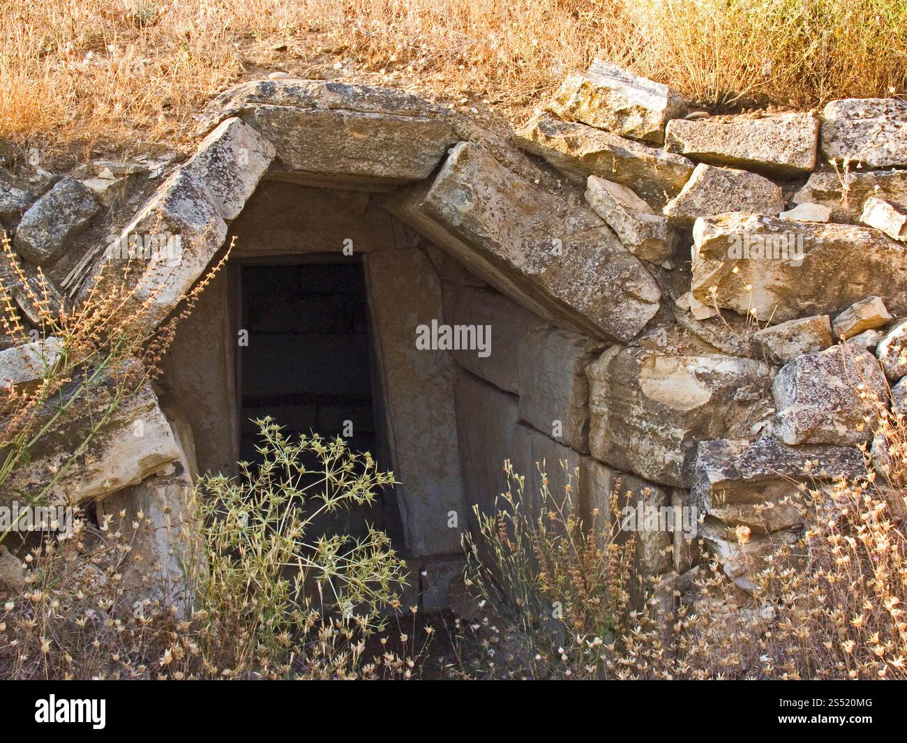 europe, greece, thrace, elafochori village, ancient tomb Stock Photo ...