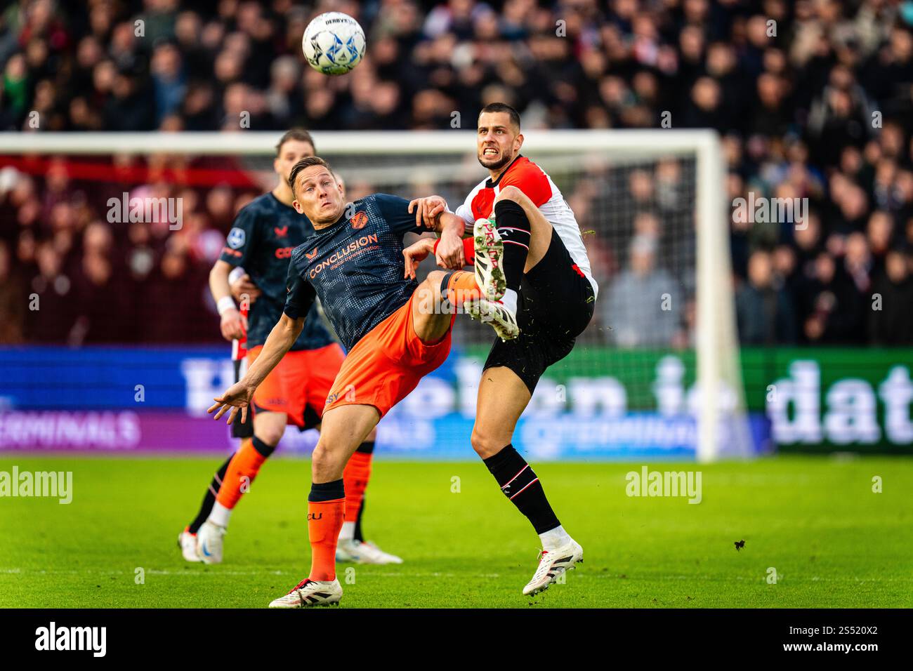 Rotterdam, The Netherlands. 12th Jan, 2025. Rotterdam - Jens Toornstra of FC Utrecht, David ...