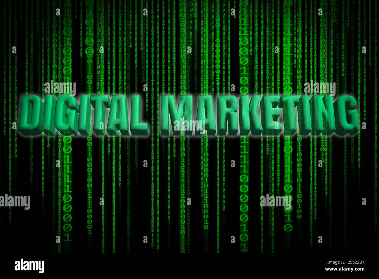 Marketing word with binary code on screen Stock Photo - Alamy