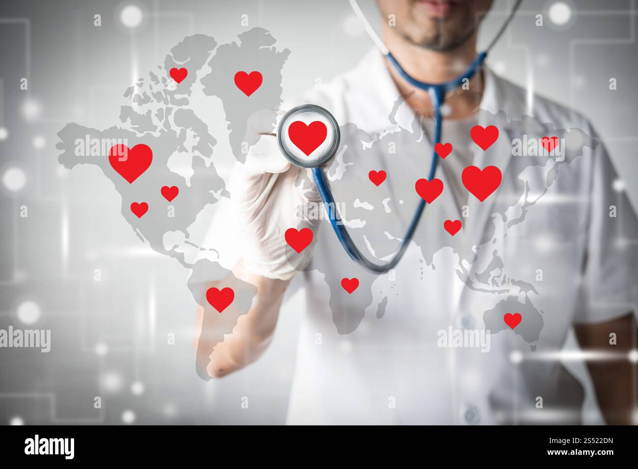 Male doctor hand working with modern computer interface as medic. Male ...