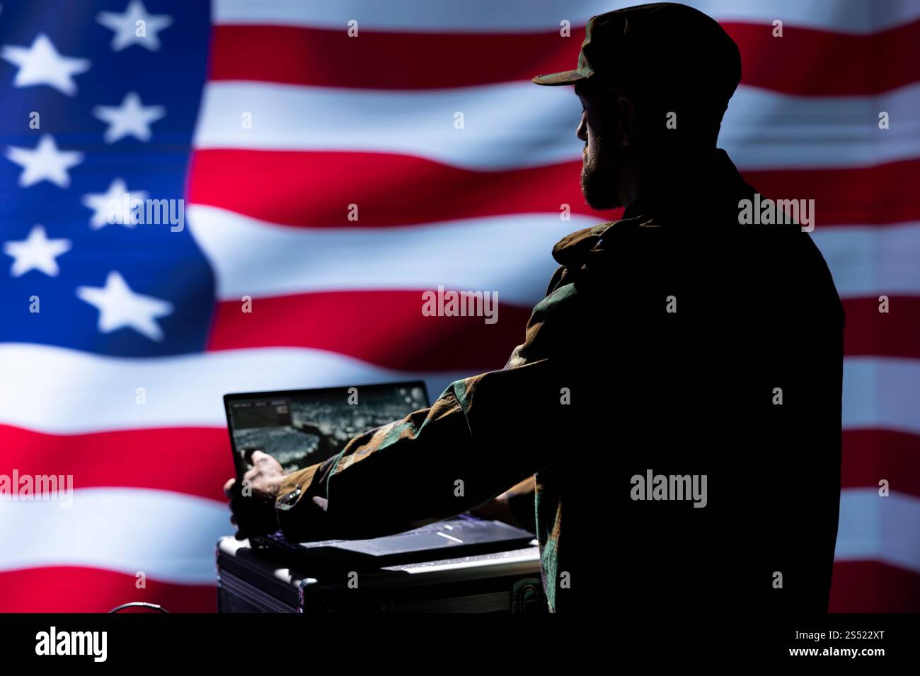 American army operative conducts tactical reconnaissance, utilizing ...