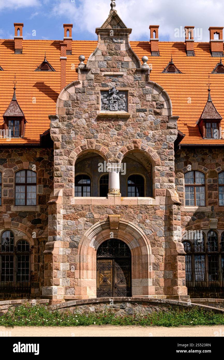 Cesvaine Castle, a restored neo-Gothic building in Latvia, with complex ...
