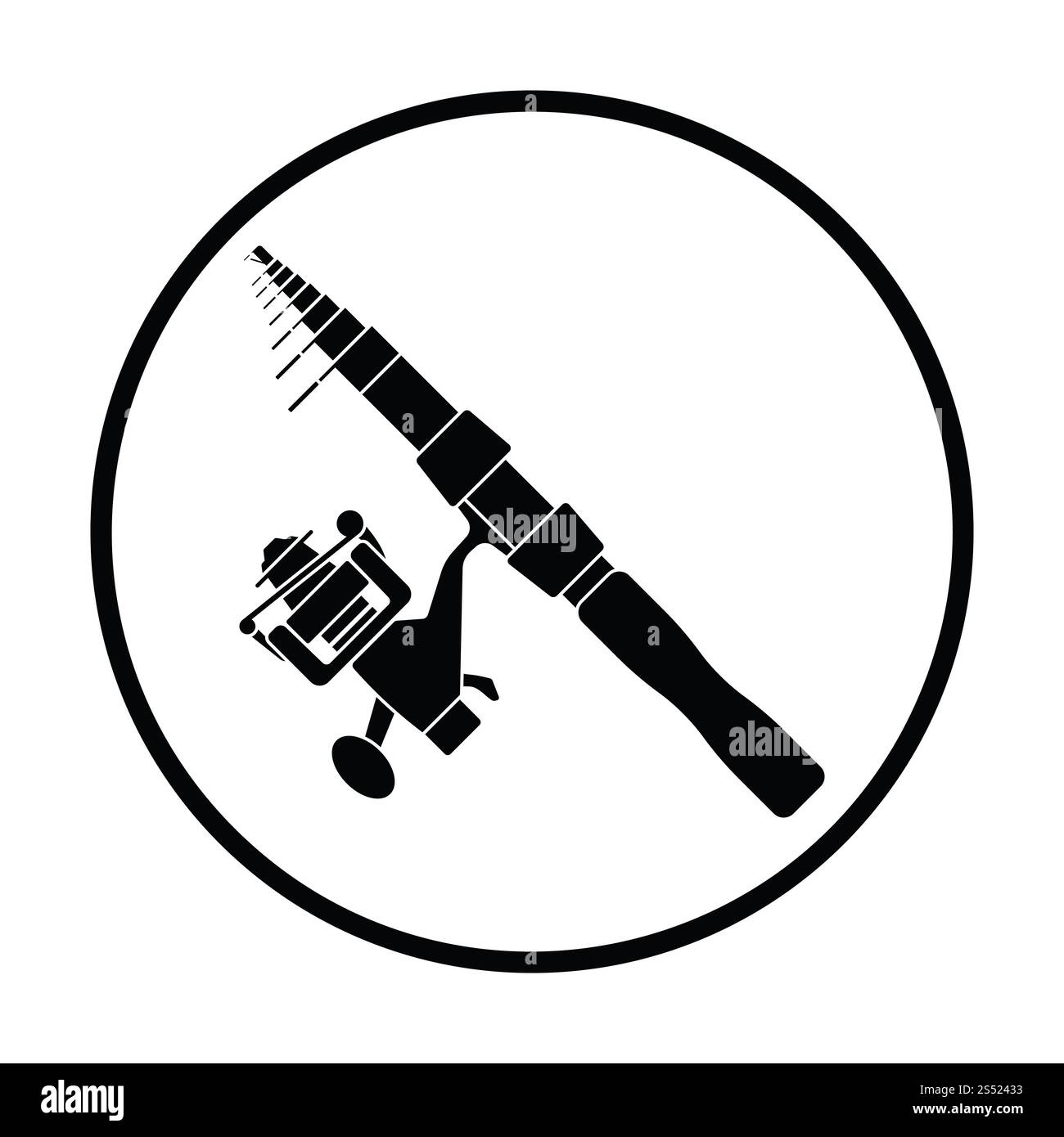 Icon of curved fishing tackle. Thin circle design. Vector illustration ...