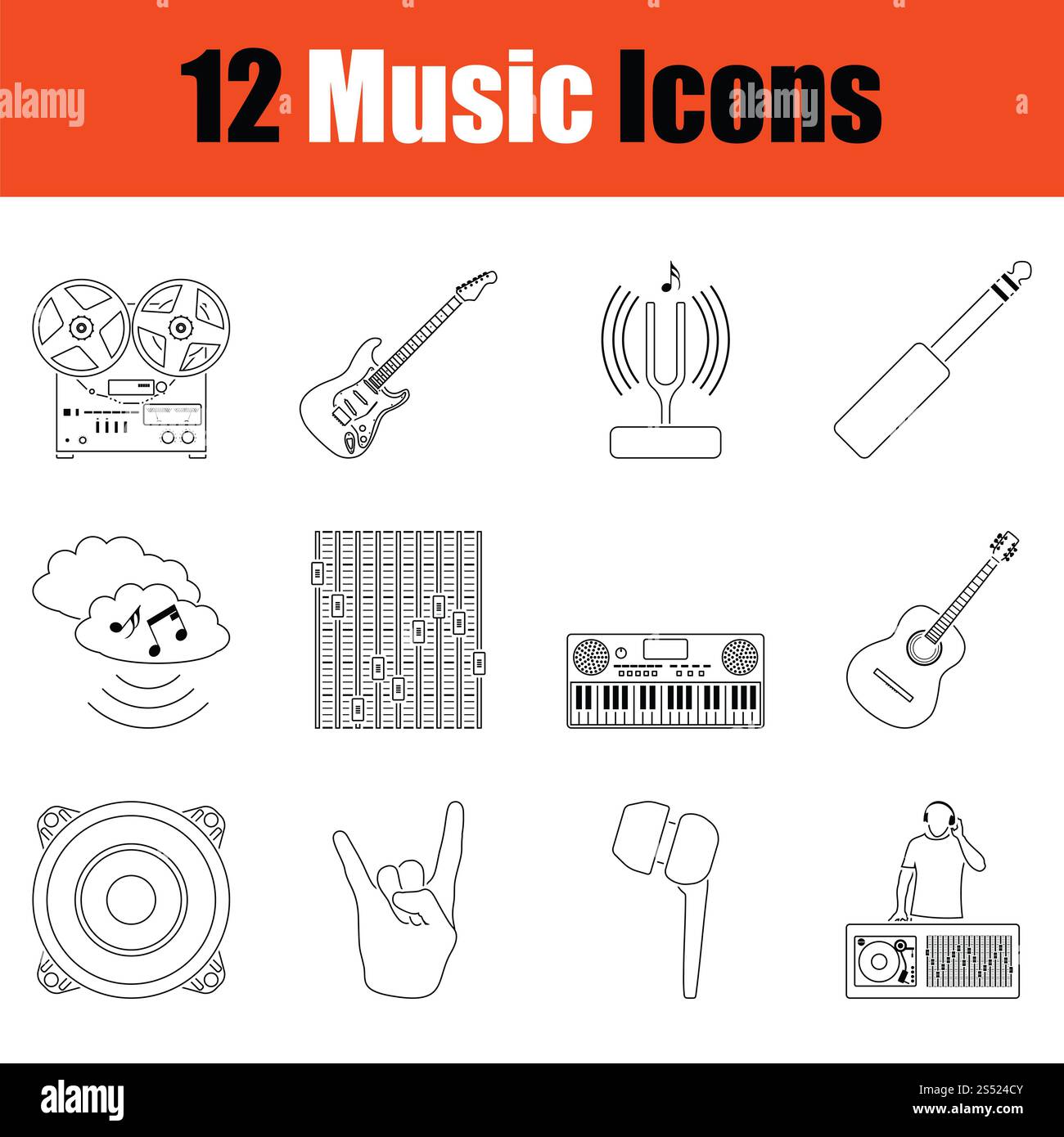 Set of musical icons. Thin Line design. Vector illustration Stock Photo ...