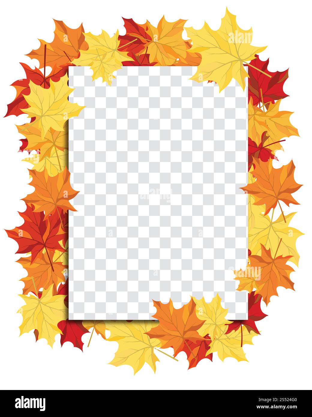 Autumn Frame With Falling Maple Leaves on transparency (alpha) grid ...
