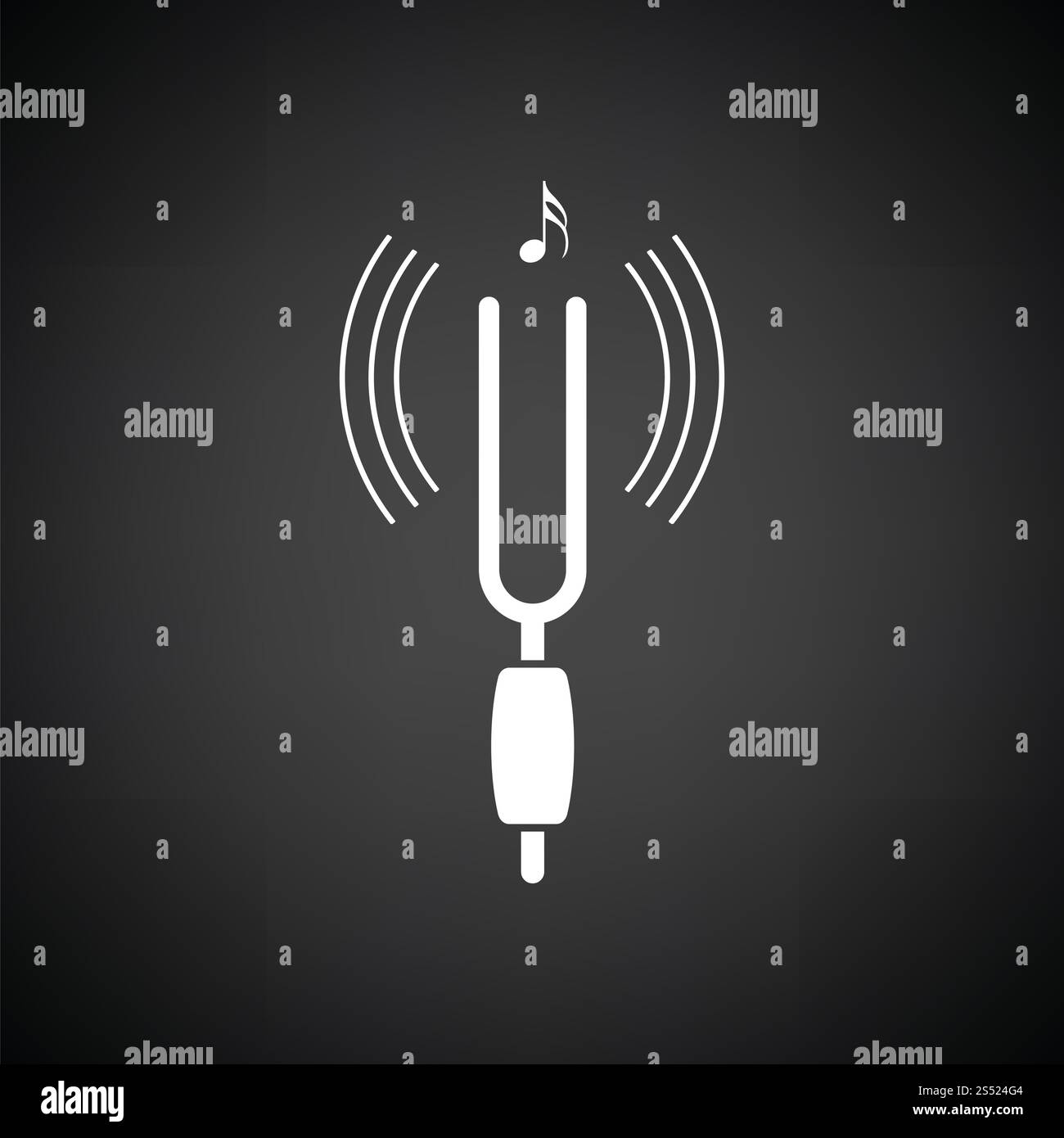 Tuning fork icon. Black background with white. Vector illustration ...