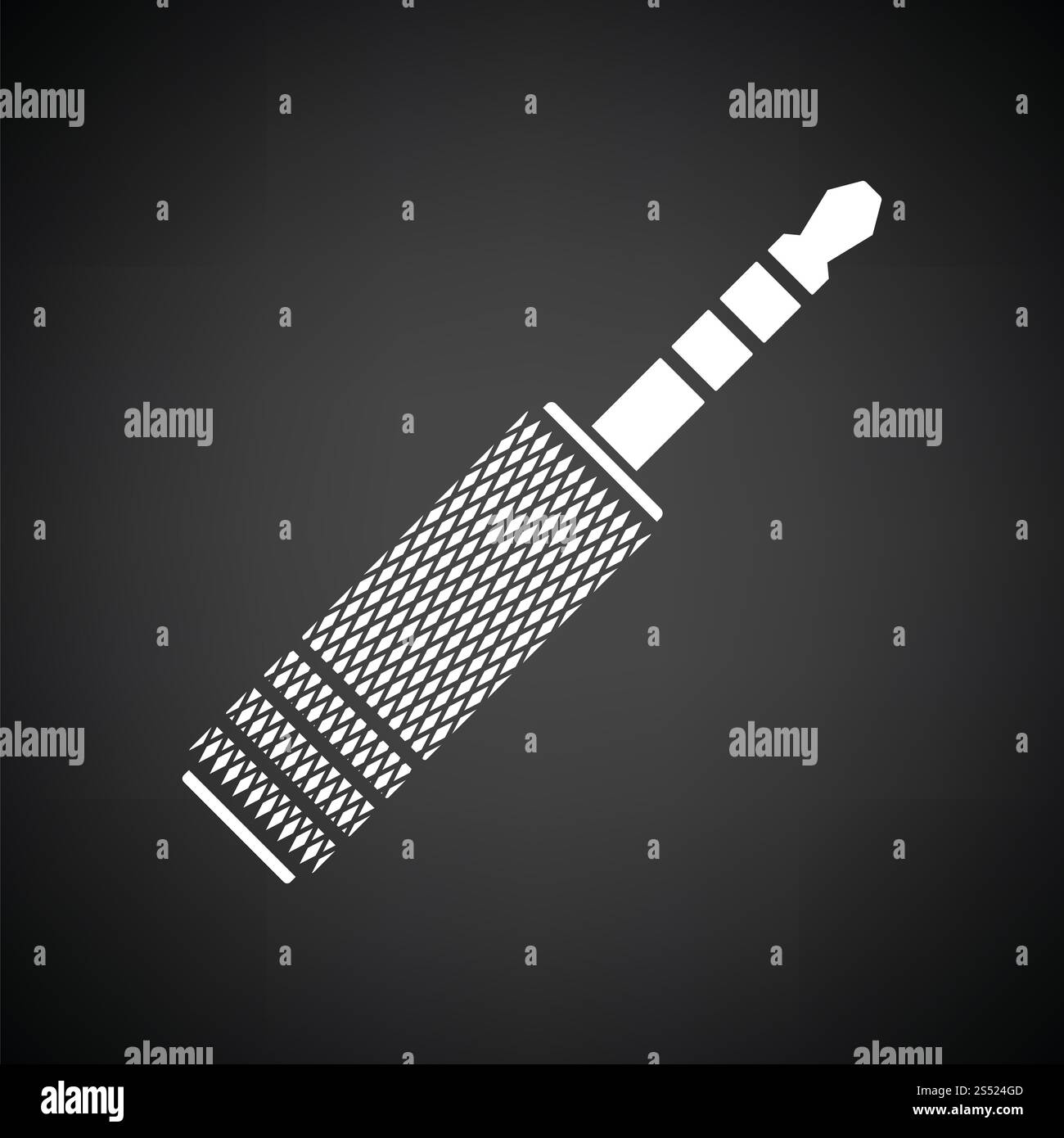 Music jack plug-in icon. Black background with white. Vector ...