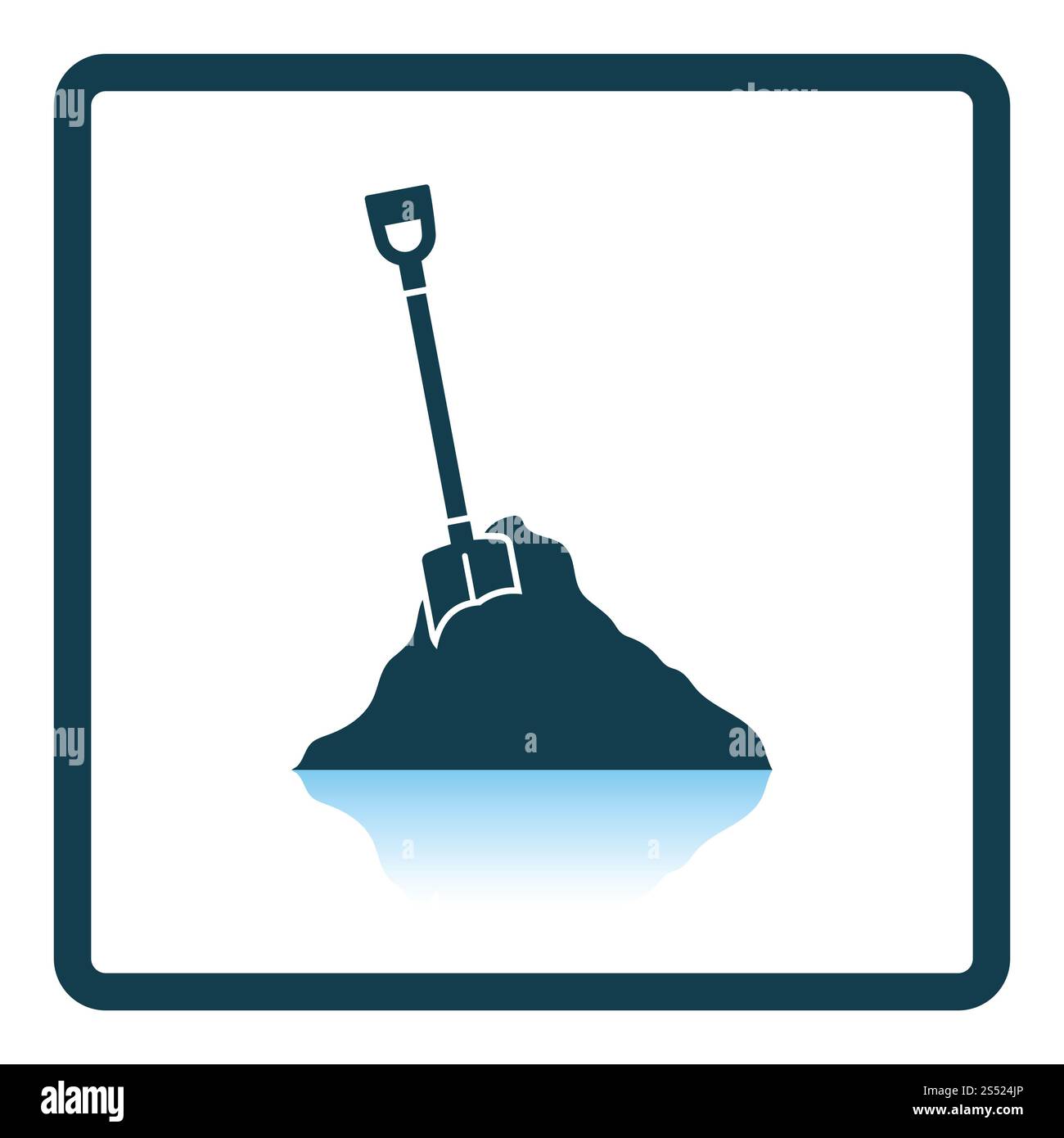 Icon of Construction shovel and sand. Shadow reflection design. Vector ...