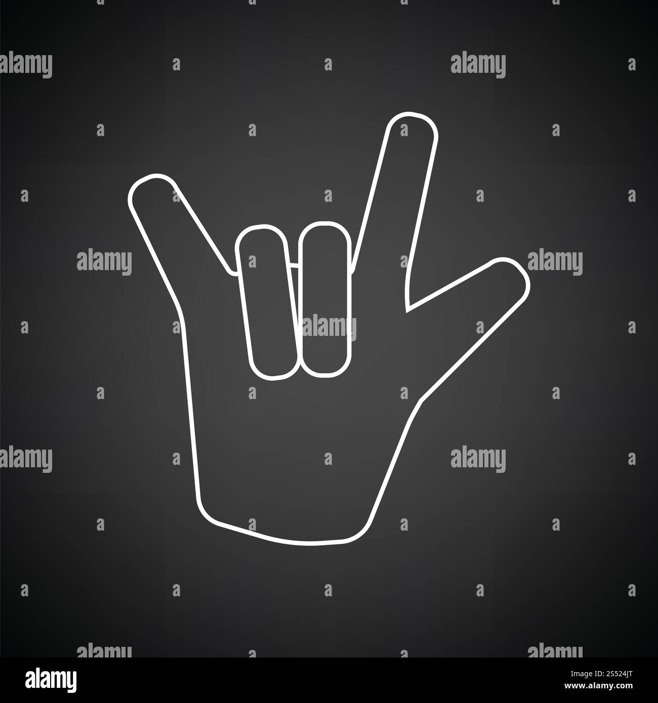 Rock hand icon. Black background with white. Vector illustration Stock ...