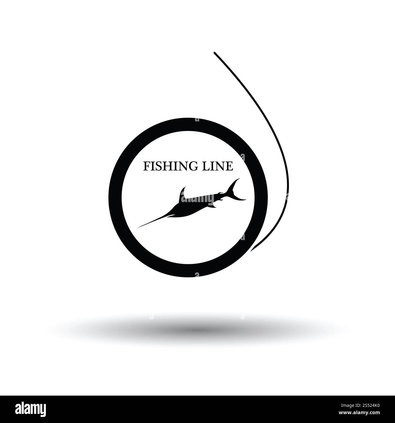 Icon of fishing line. White background with shadow design. Vector ...