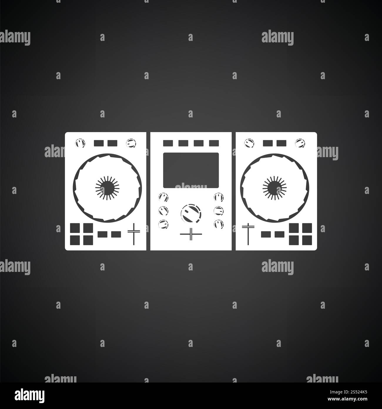 DJ icon. Black background with white. Vector illustration Stock Photo ...