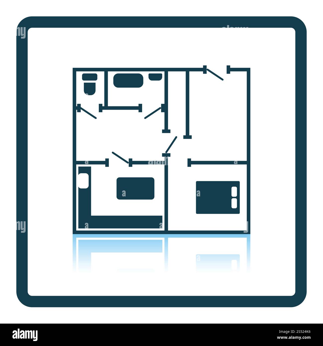 Icon of apartment plan. Shadow reflection design. Vector illustration ...