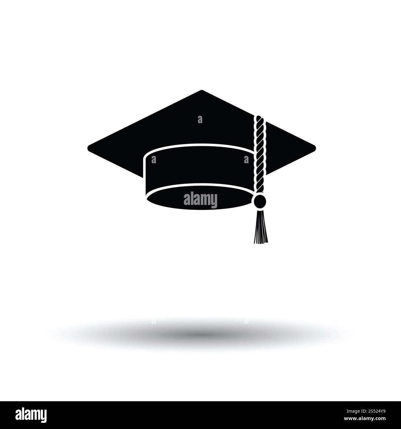 Graduation cap icon. White background with shadow design. Vector ...