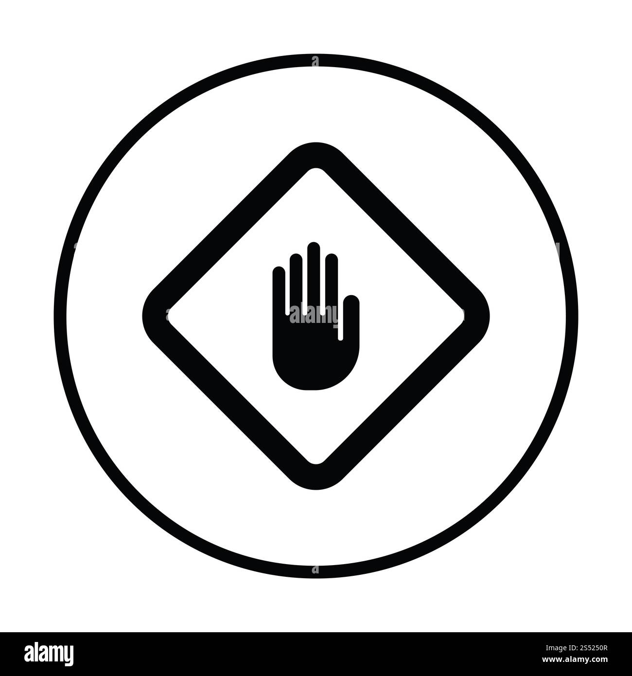 Icon of Warning hand. Thin circle design. Vector illustration Stock ...