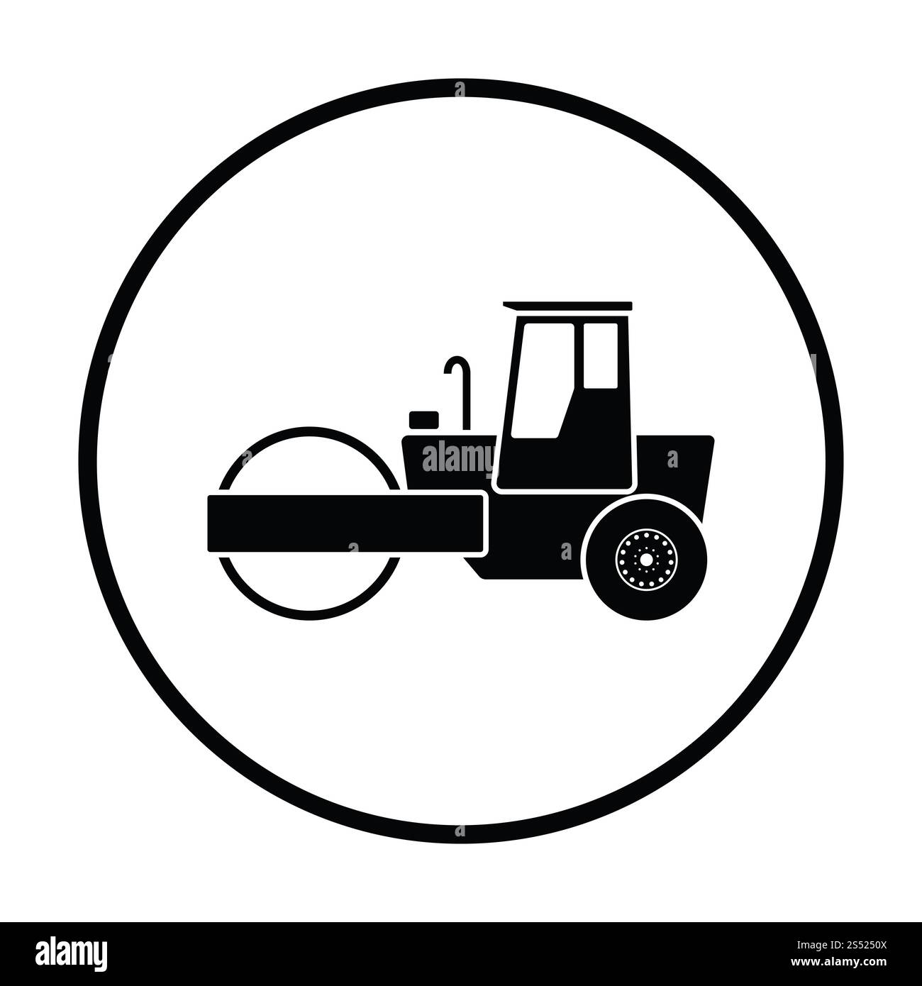 Icon of road roller. Thin circle design. Vector illustration Stock ...