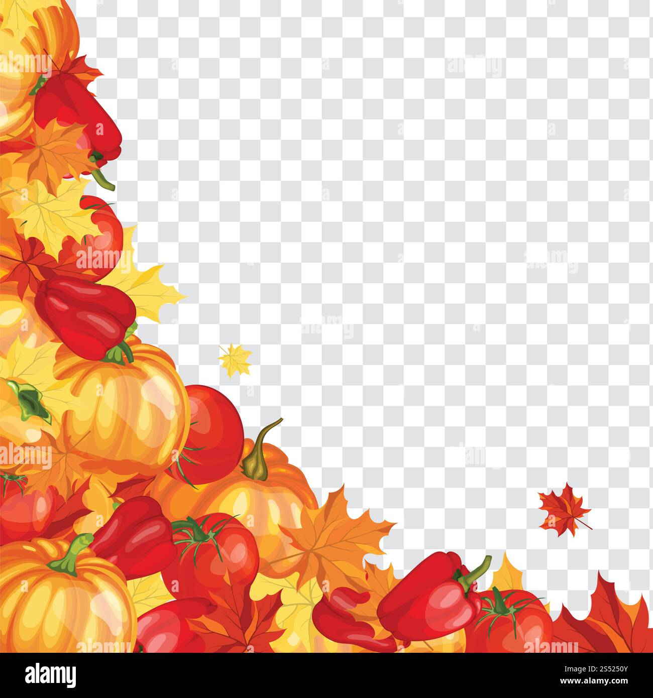 Thanksgiving Day Greeting Card. Design Consist From Pumpkin, Pepper, Tomato, Maple Leaves Over ...