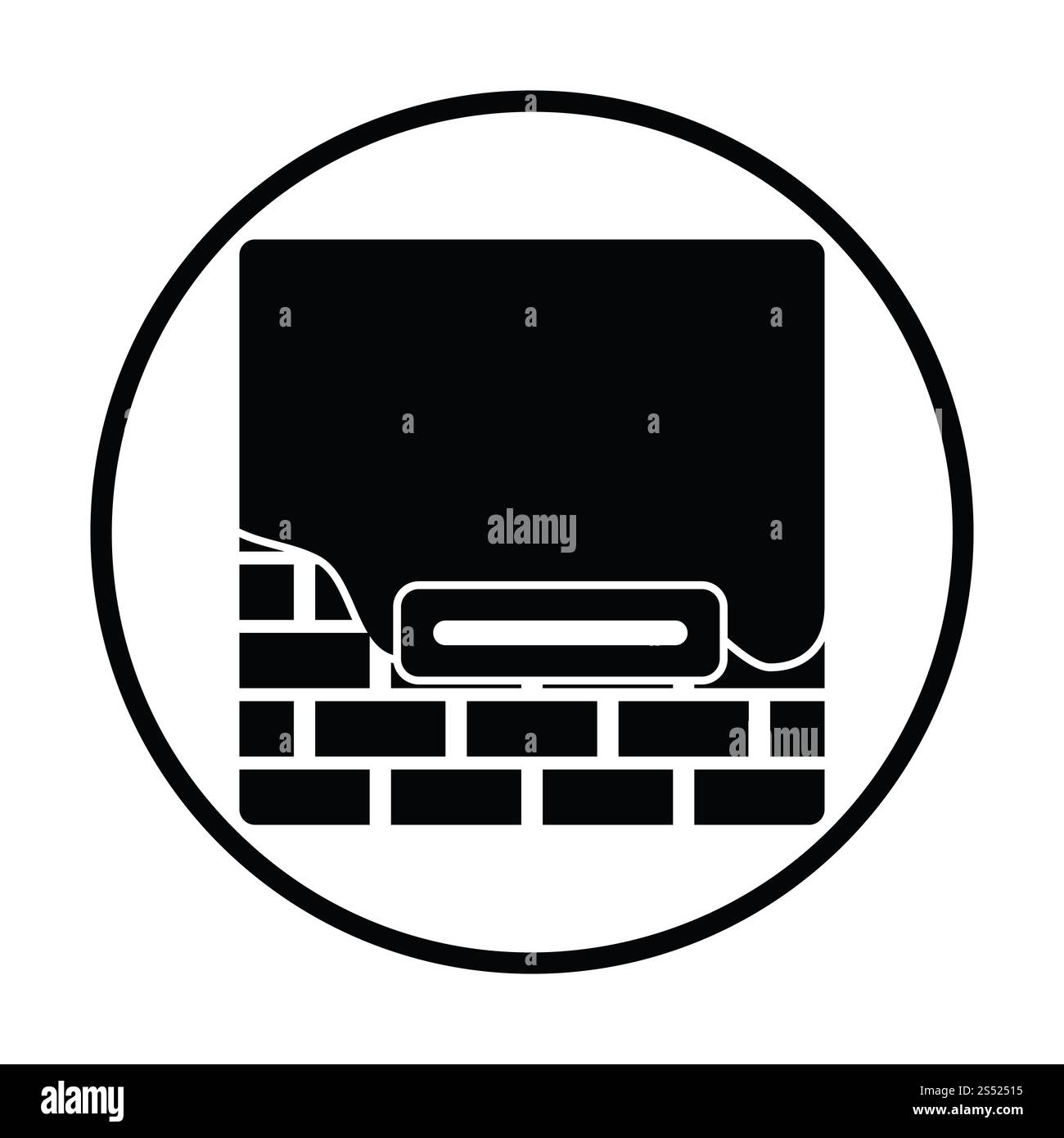 Icon of plastered brick wall . Thin circle design. Vector illustration ...