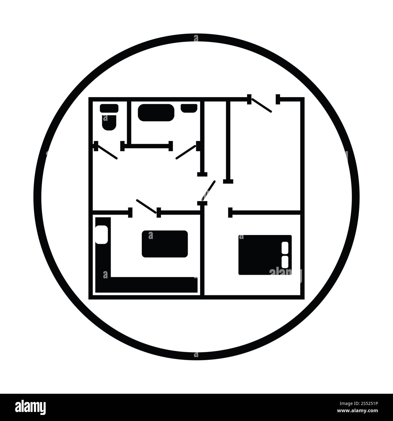 Icon of apartment plan. Thin circle design. Vector illustration Stock ...