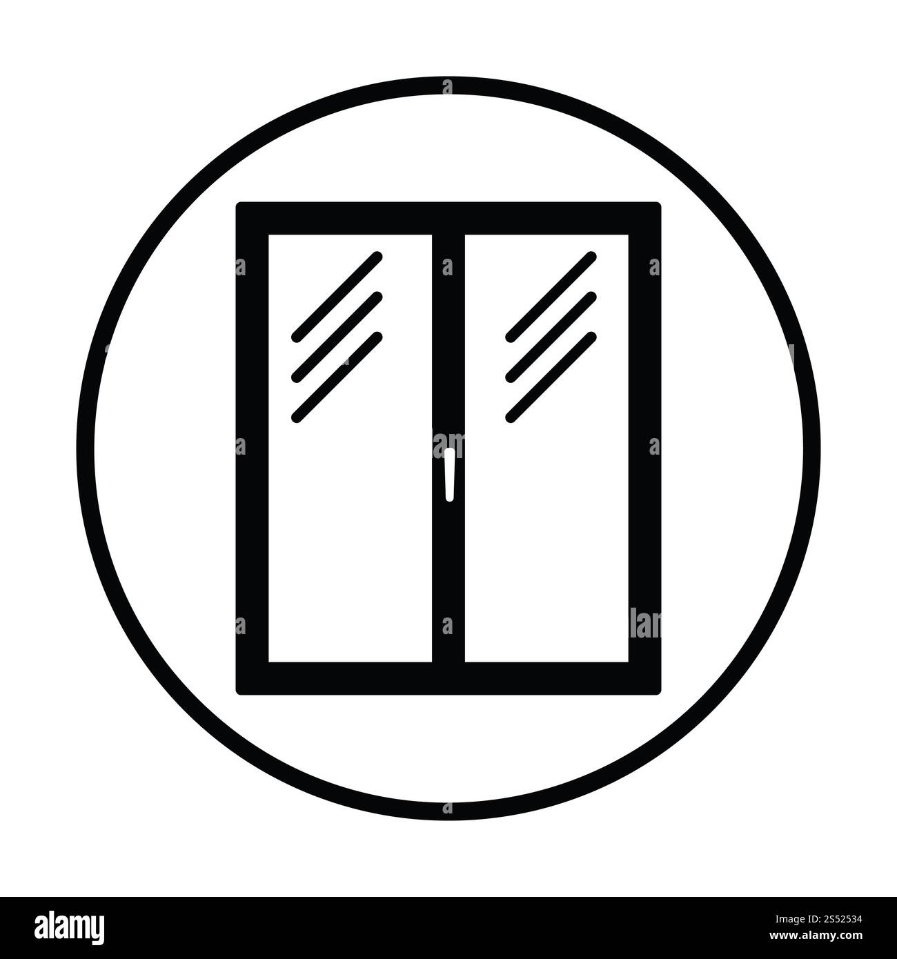 Icon of closed window frame. Thin circle design. Vector illustration ...