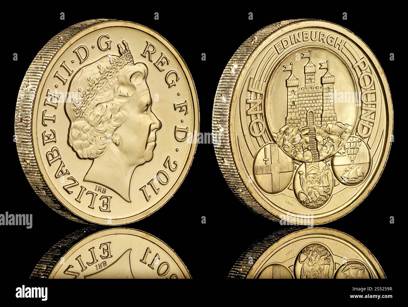 The 2011 UK one pound coin features the City Of Edinburgh & is classed ...