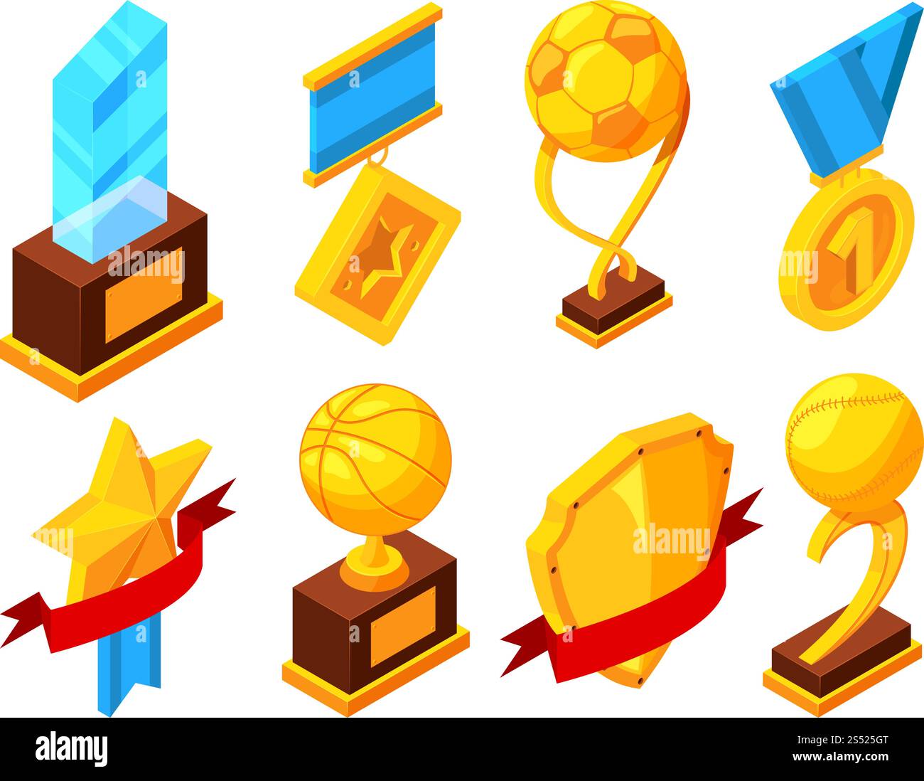 Isometric set of sport trophy. Sport cup champion, trophy isometric ...