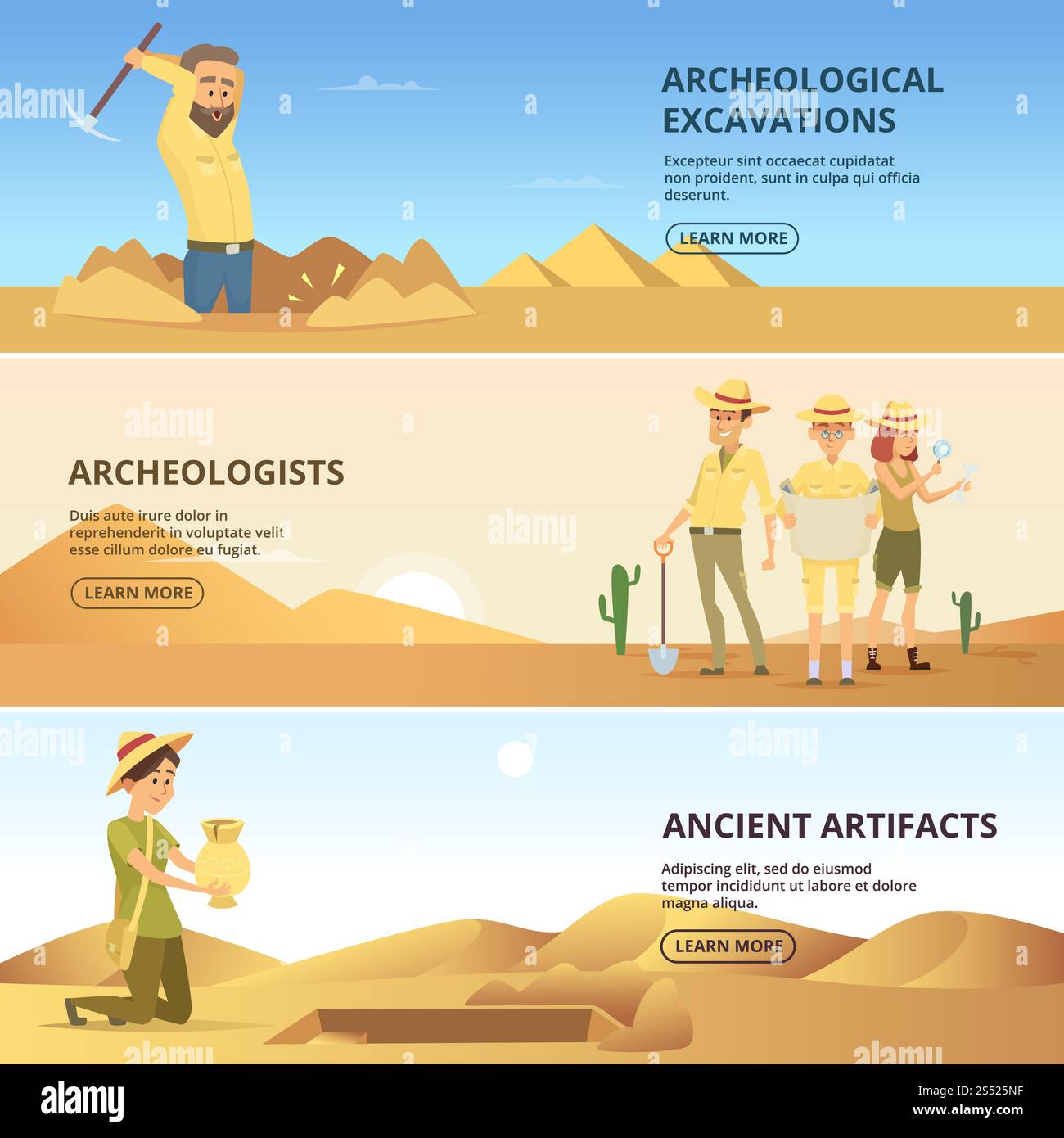 Archaeologists conduct excavations of historical values. Horizontal ...