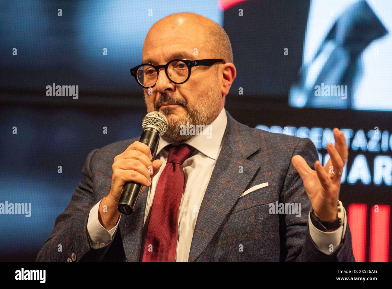 Naples, Italy. 13th Jan, 2025. Gennaro Sangiuliano, former Minister of culture presents his last ...