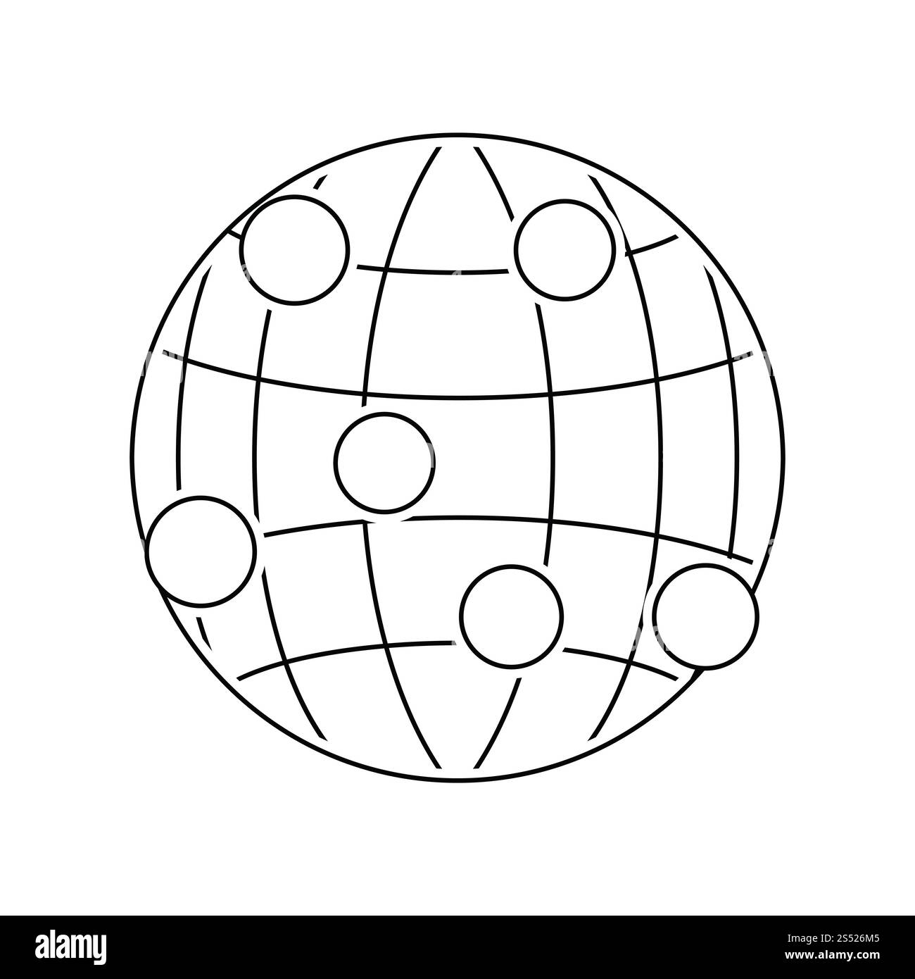 Globe connection point icon. Thin line design. Vector illustration ...
