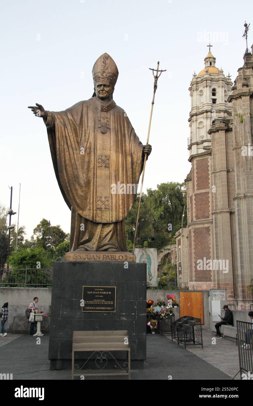 Mexico City, Mexico - Nov 26 2024: Bronze sculpture of Pope John Paul ...