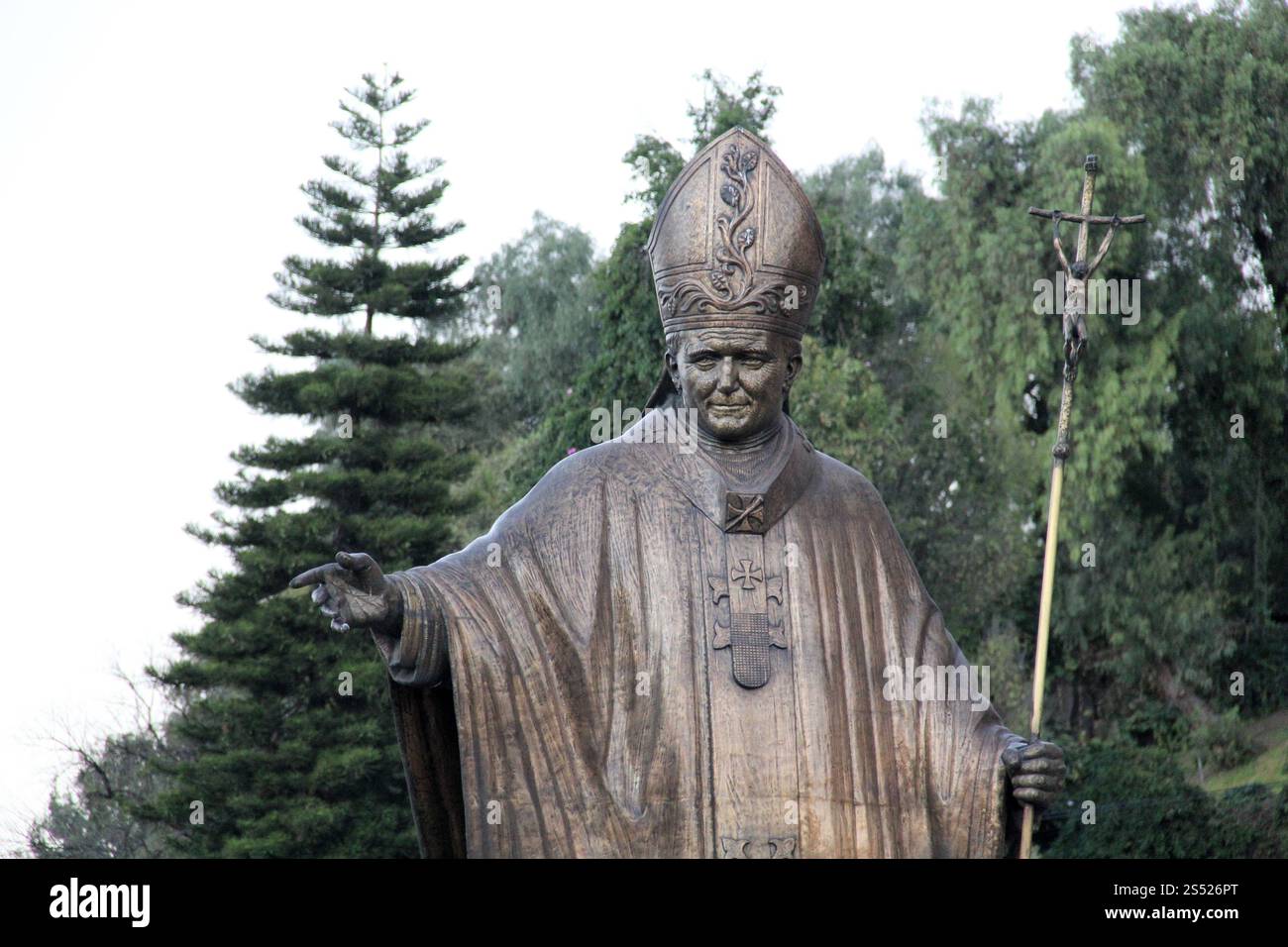 Mexico City, Mexico - Nov 26 2024: Bronze sculpture of Pope John Paul ...