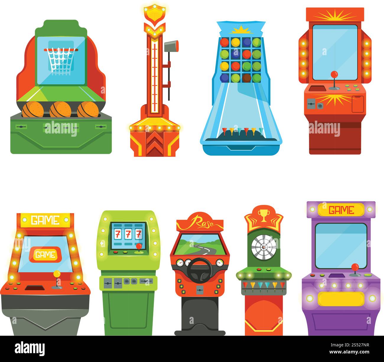 Game machines. Vector pictures in cartoon style. Illustration of game ...