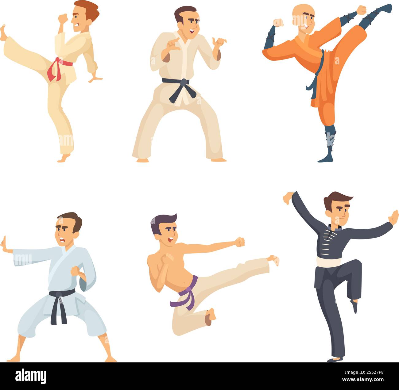 Sport fighters in action poses. Cartoon characters isolate on white ...