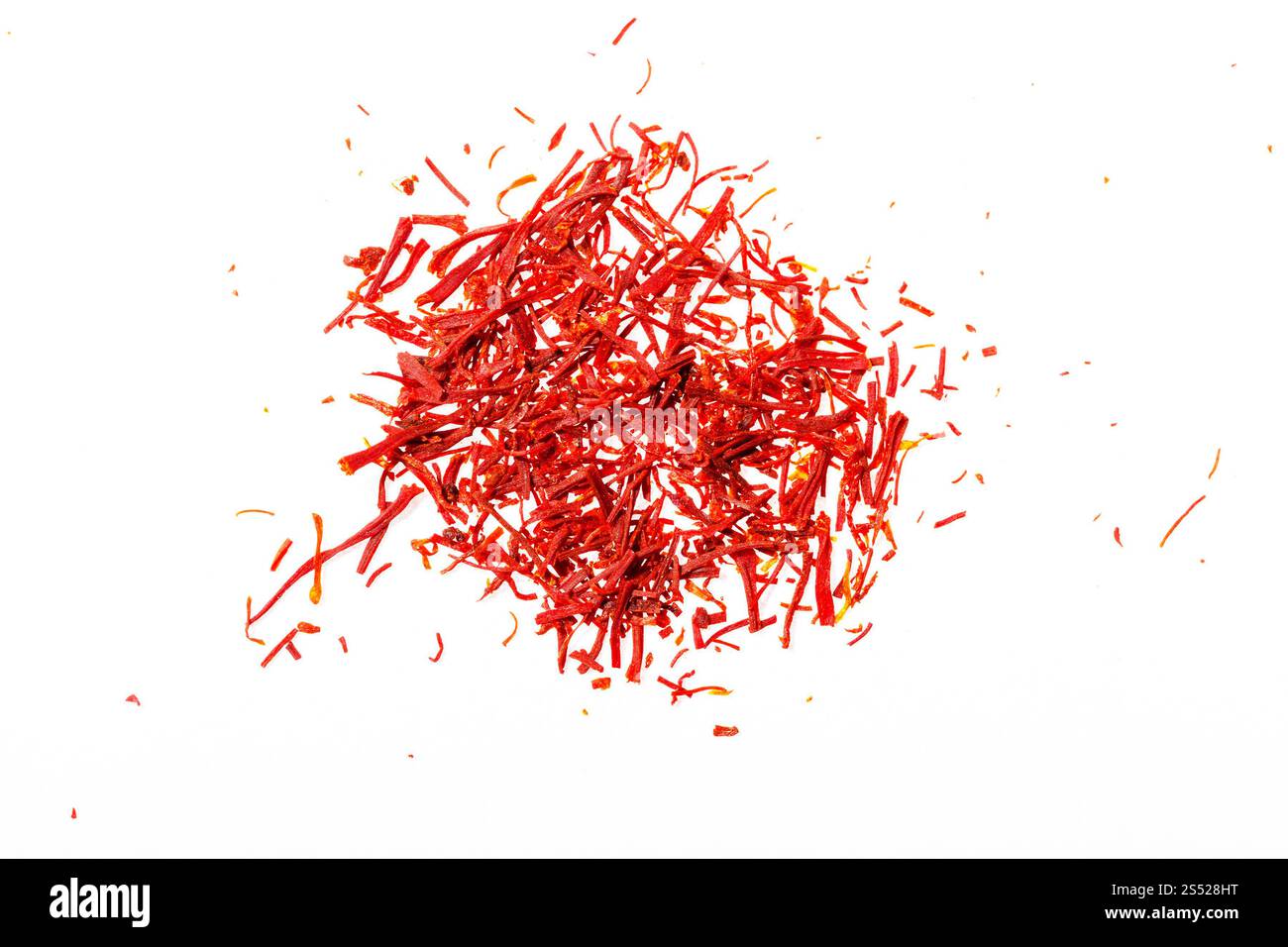 bunch of dried saffron threads from Iran on white background Stock ...