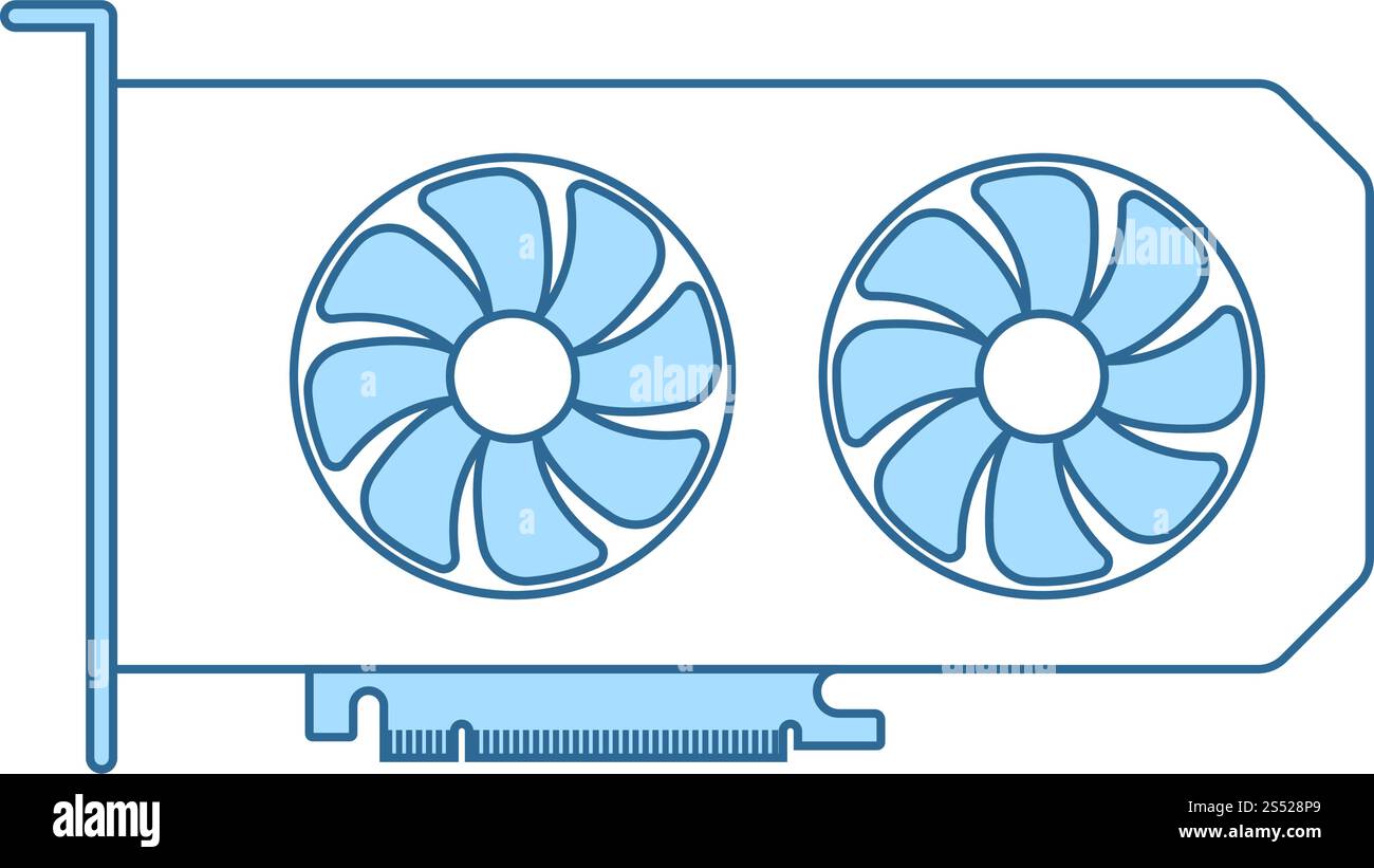 GPU Icon. Thin Line With Blue Fill Design. Vector Illustration Stock ...