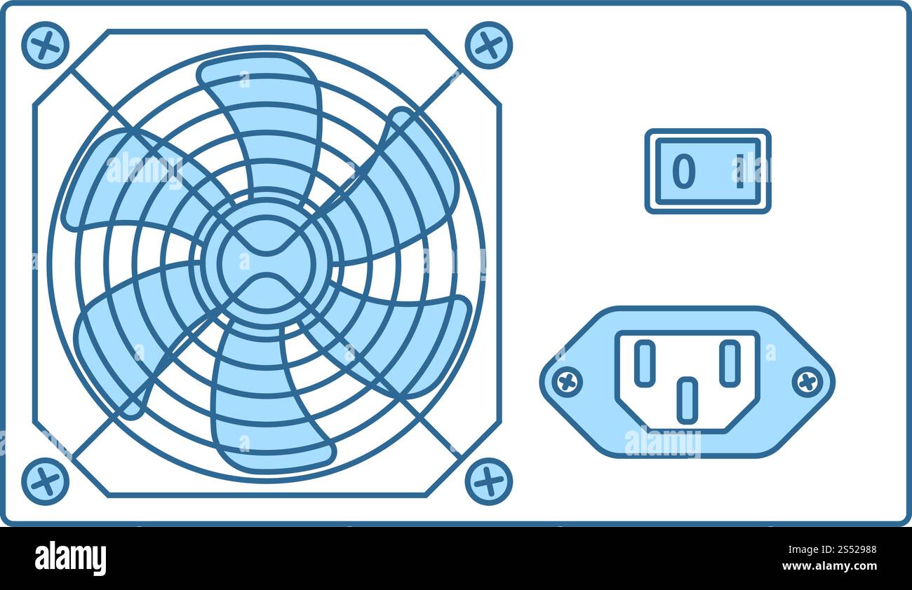 Power Unit Icon. Thin Line With Blue Fill Design. Vector Illustration ...