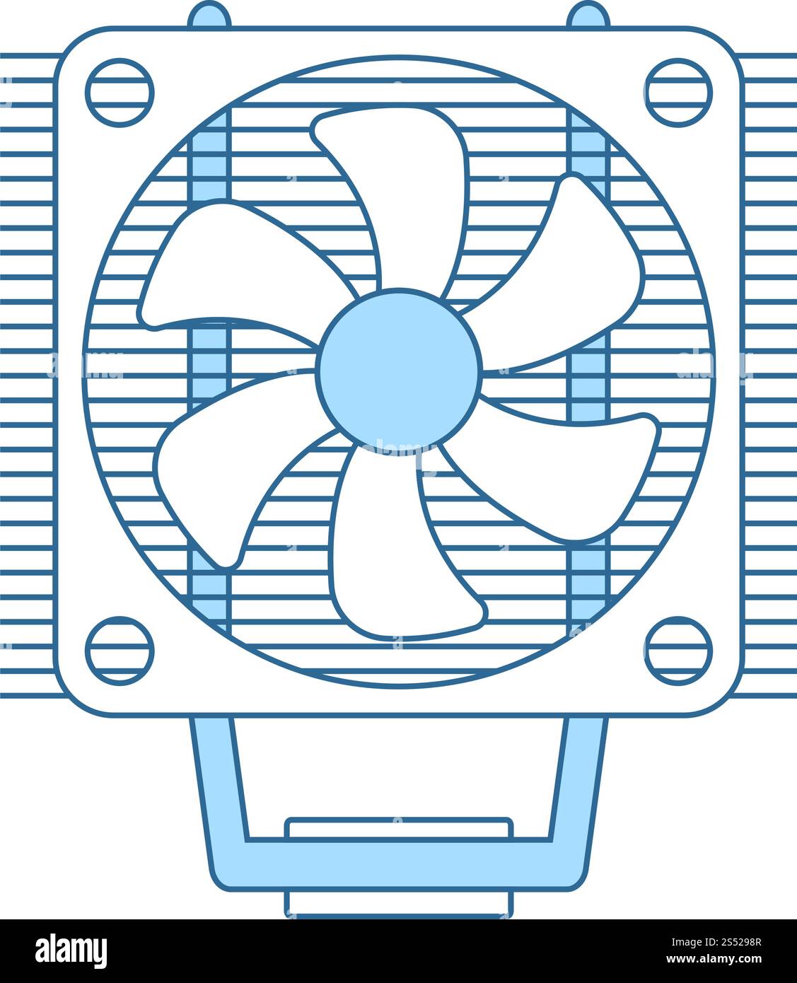 CPU Fan Icon. Thin Line With Blue Fill Design. Vector Illustration ...