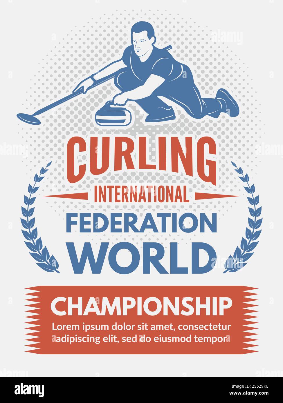 Sport poster design template with illustration of curling game. Vector ...