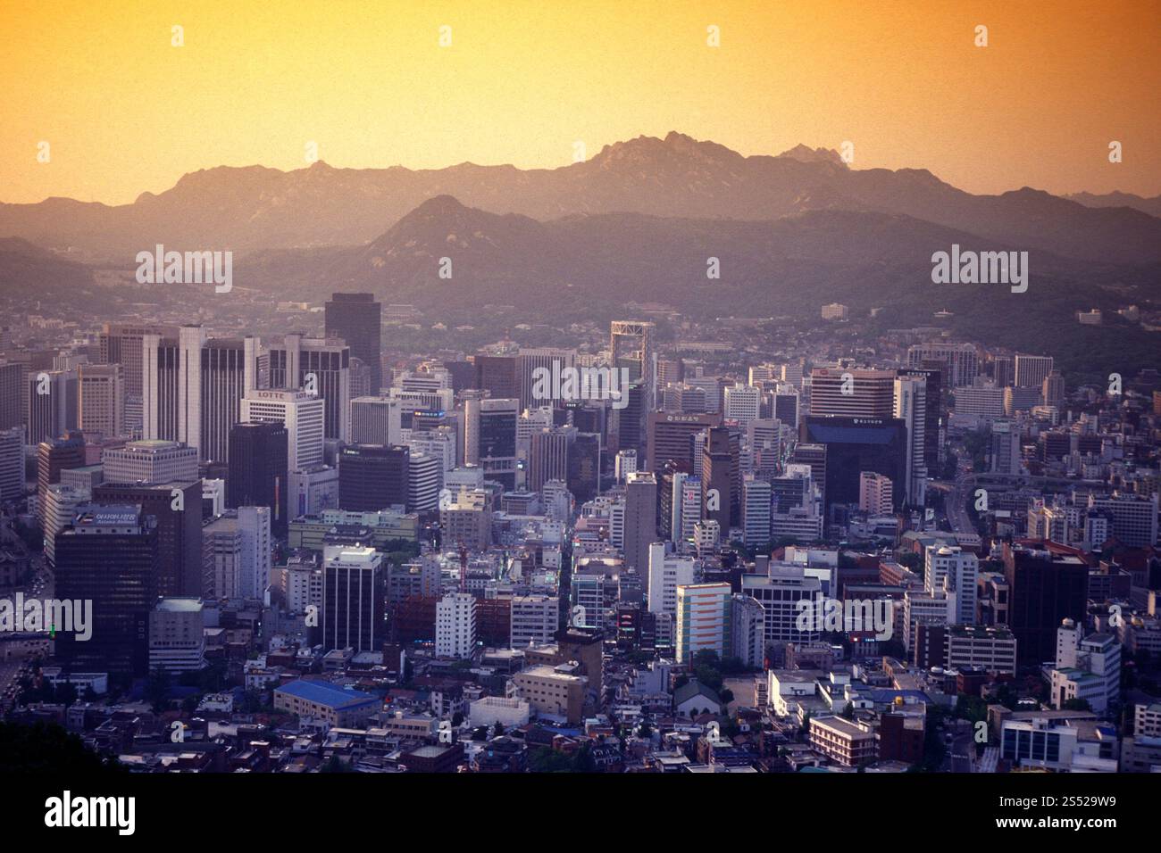 the view from the Seoul Tower in the city centre of Seoul in South ...