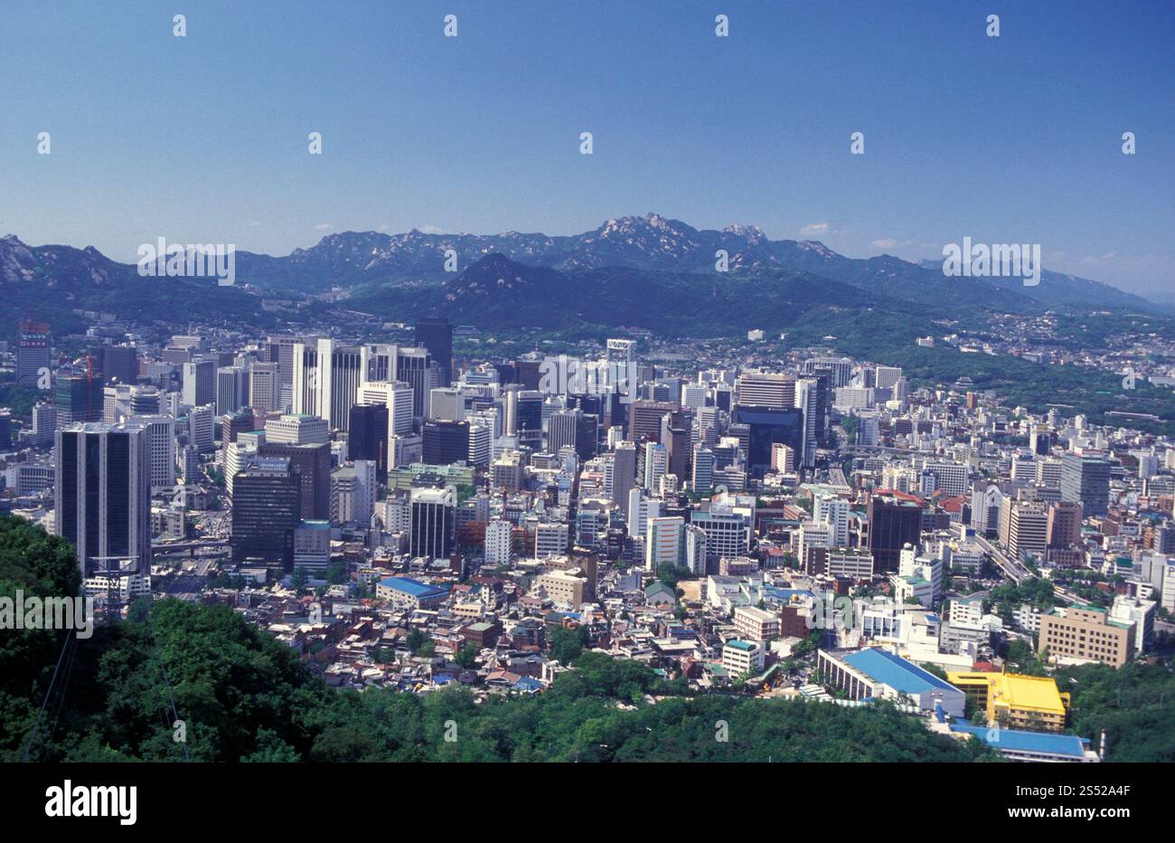 the view from the Seoul Tower in the city centre of Seoul in South ...