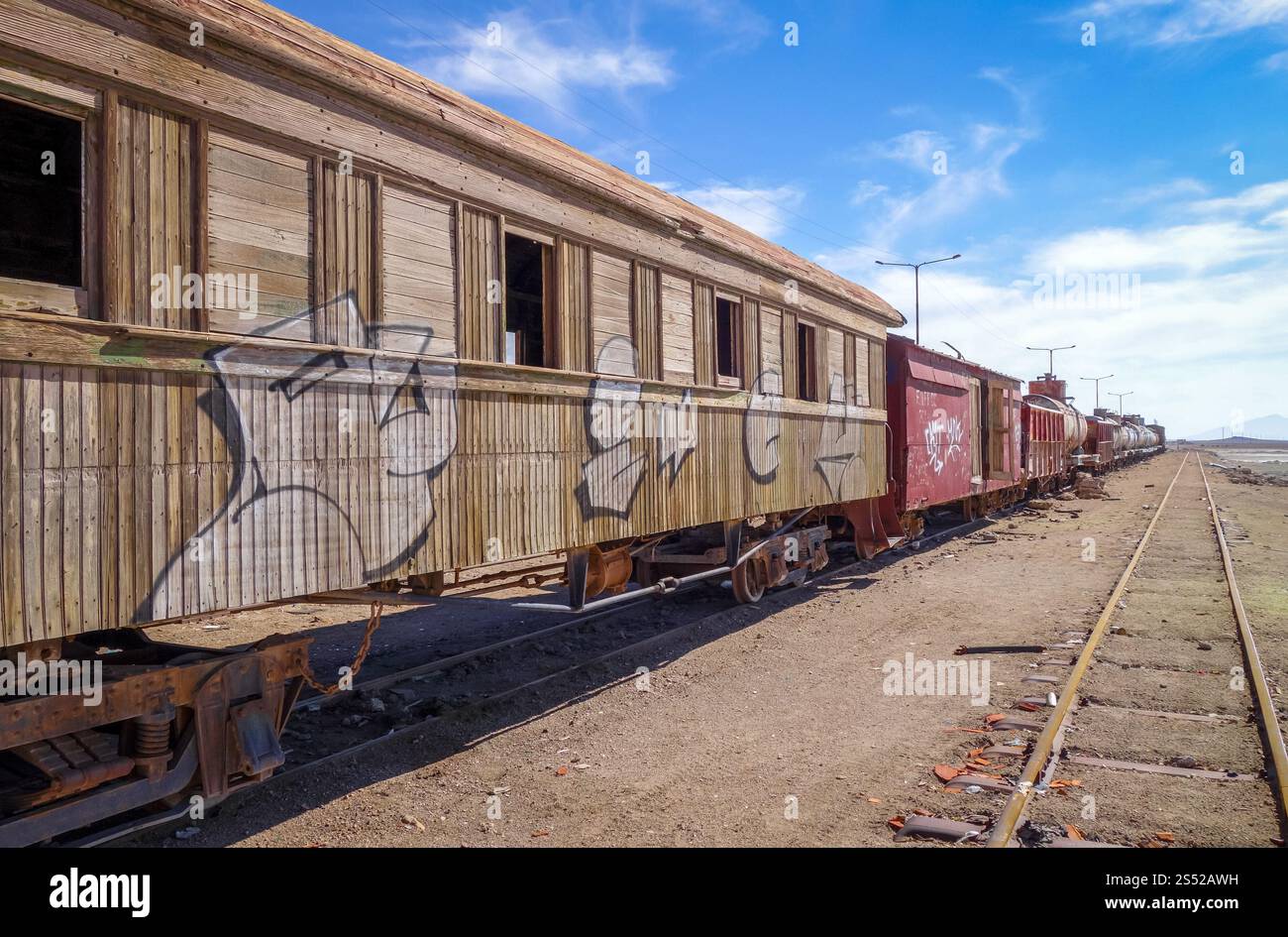 Old train station in Bolivian desert, south america. Old train station ...