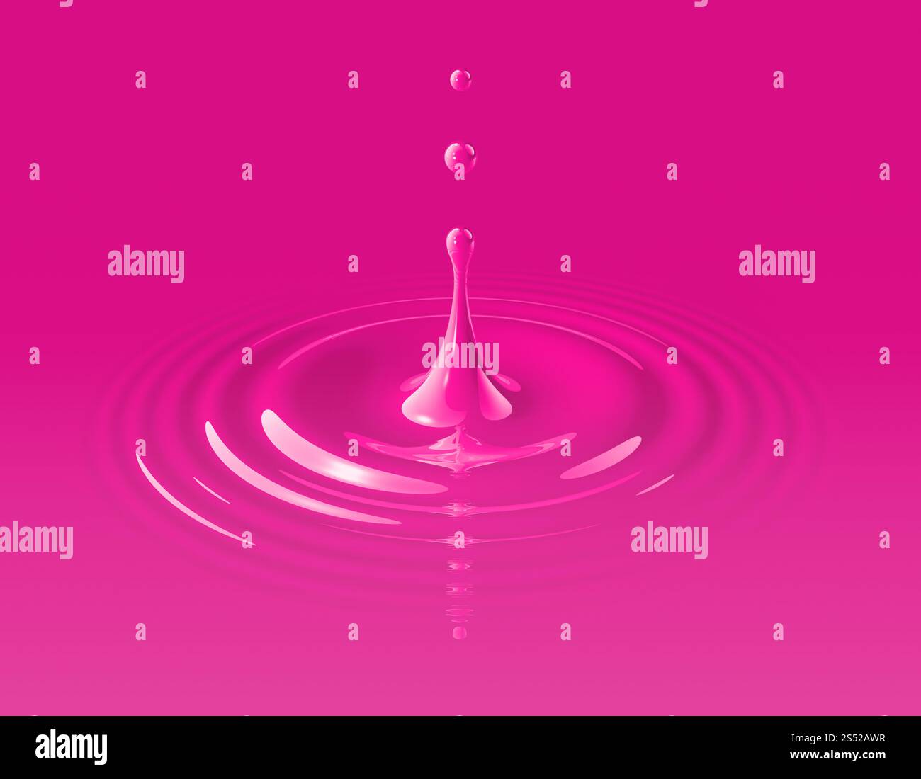 Magenta paint drop splashing and making ripple. 3D illustration ...