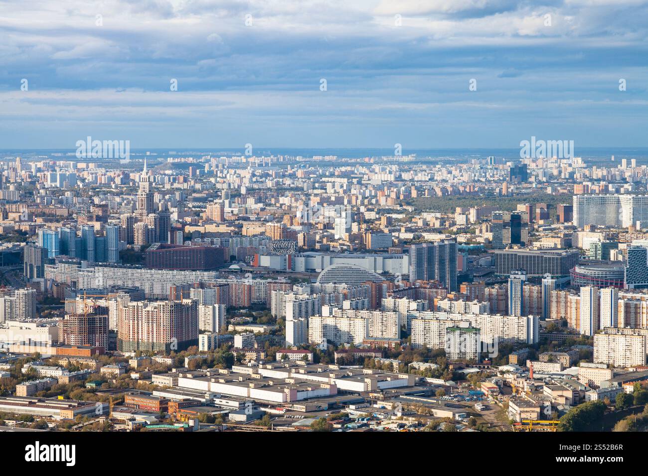 above view of north of Moscow city from observation deck at the top of ...