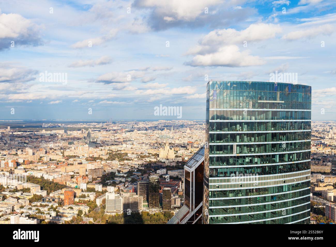 above view of Moscow city from observation deck at the top of OKO tower ...