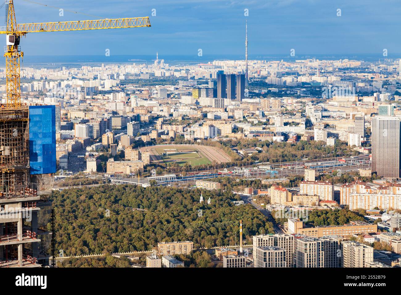 aerial view of north and northeast of Moscow city with Central Moscow ...